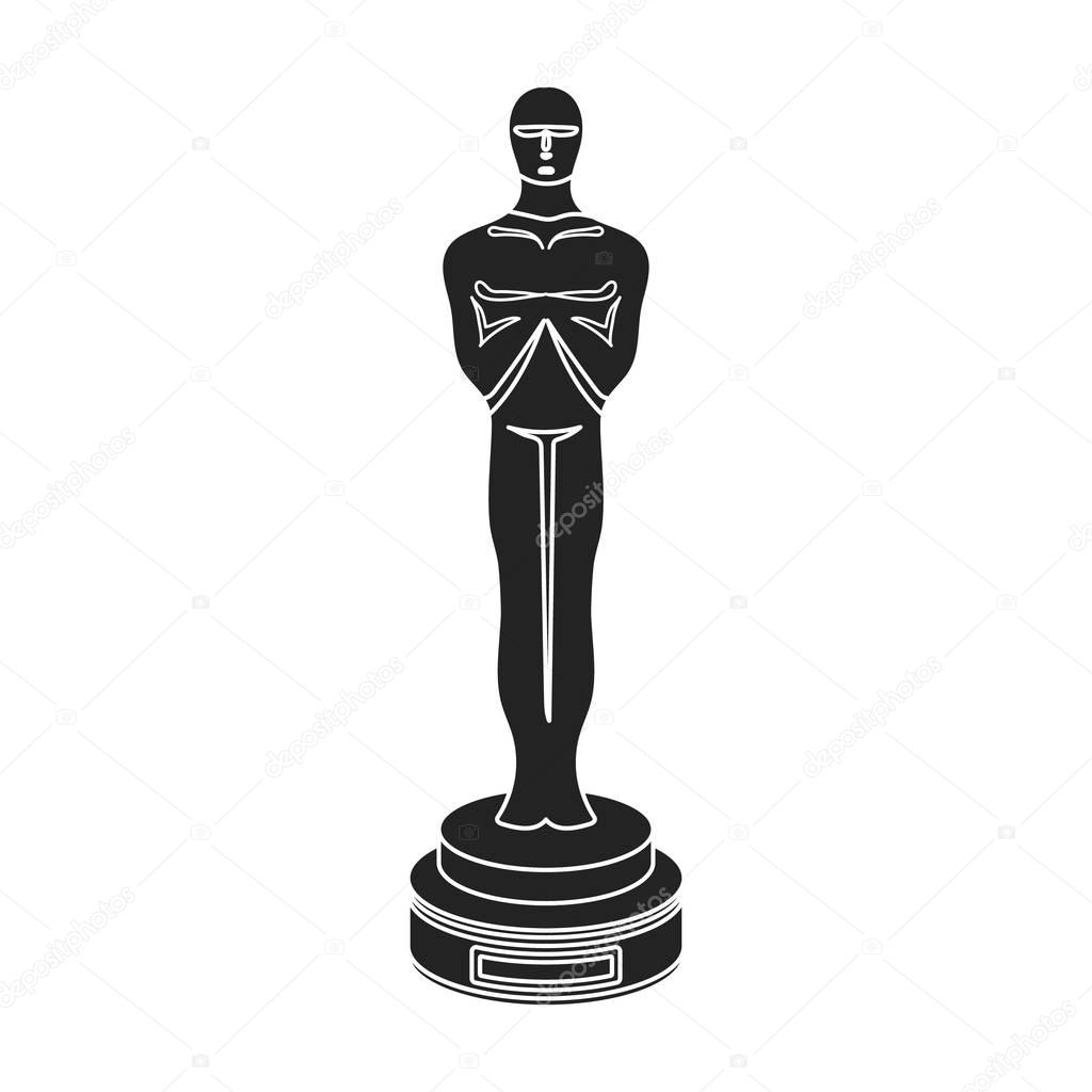 Icono de premio de la Academia en estilo negro aislado sobre fondo ...