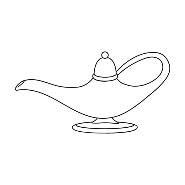 Genies Lamp Icon In Outline Style Isolated On White Background Black