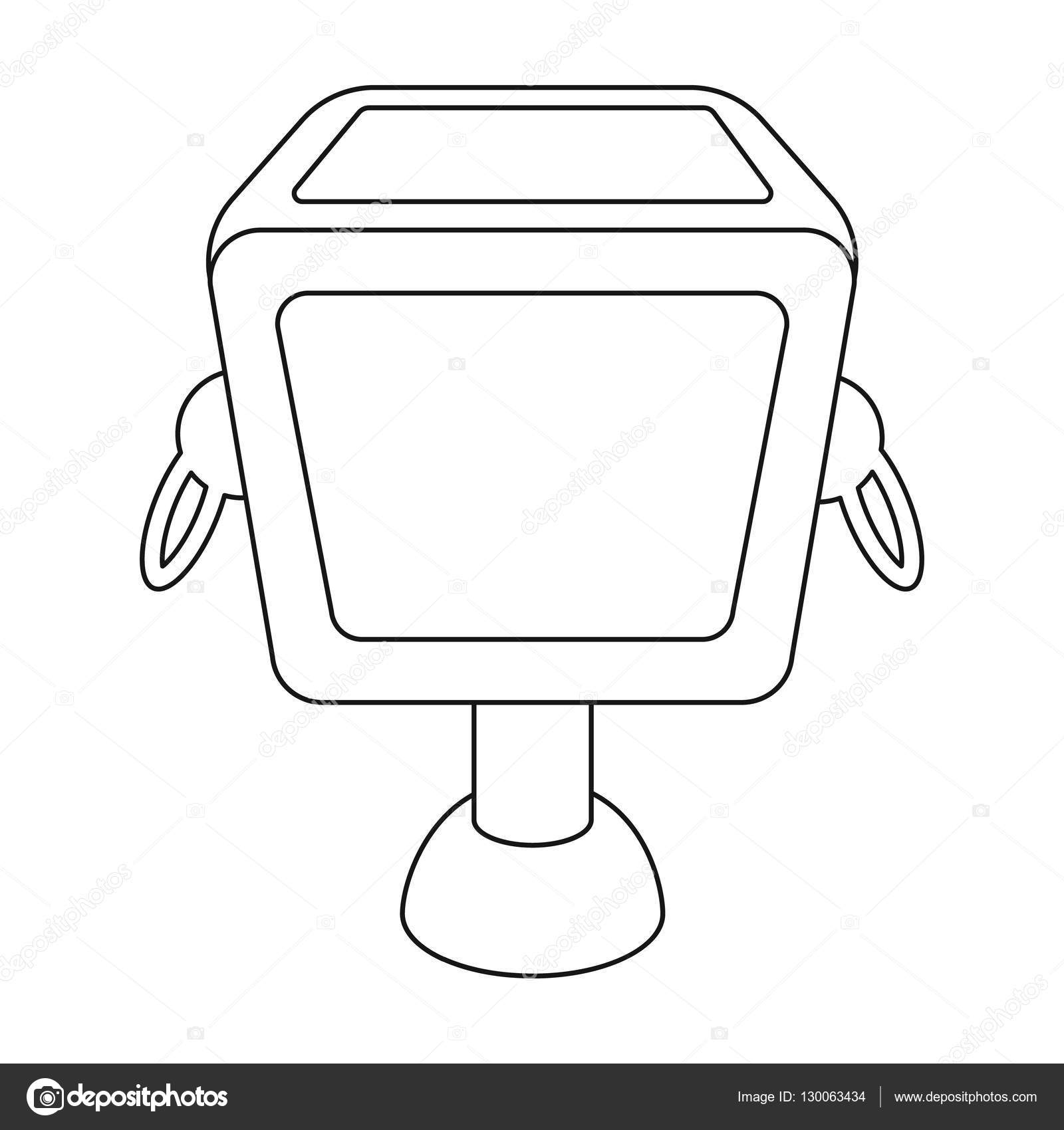 Garbage can icon in outline style isolated on white background ...