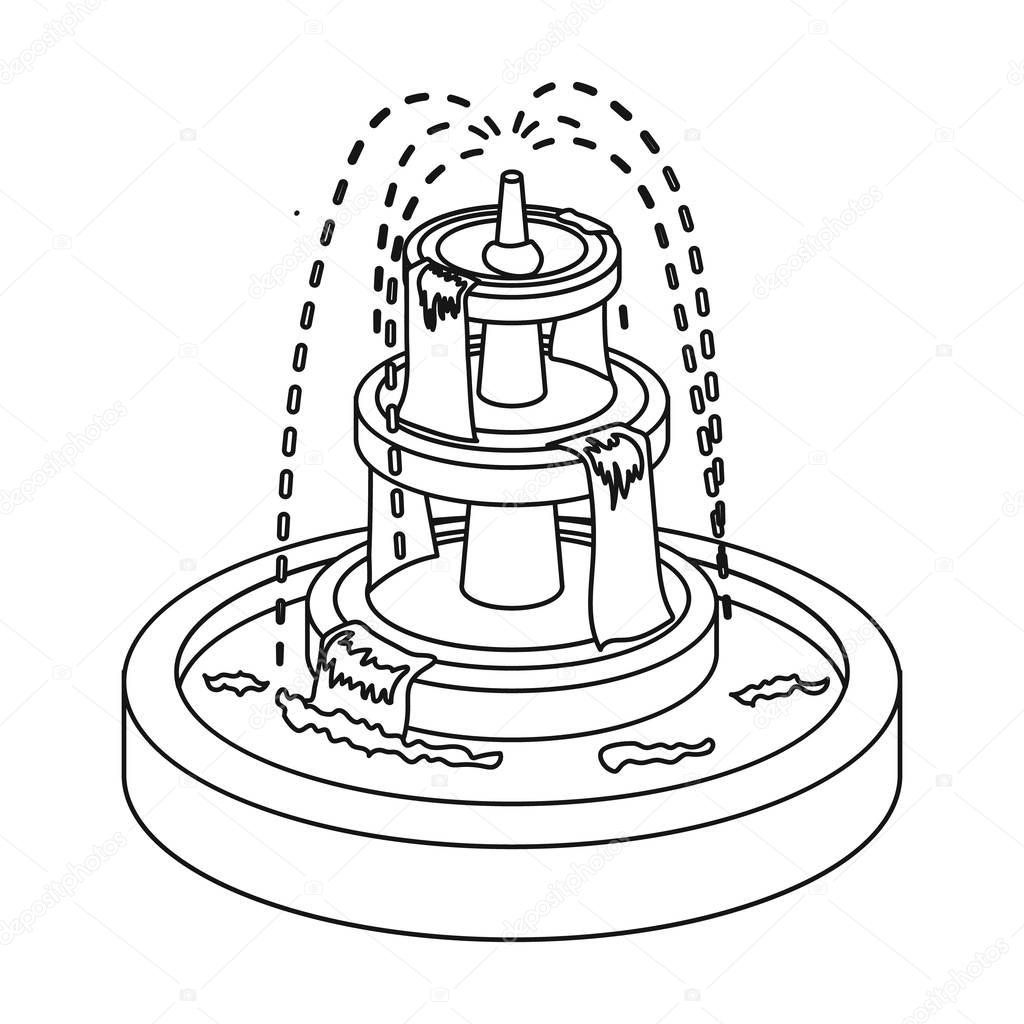 Fountain icon in outline style isolated on white background. Park ...