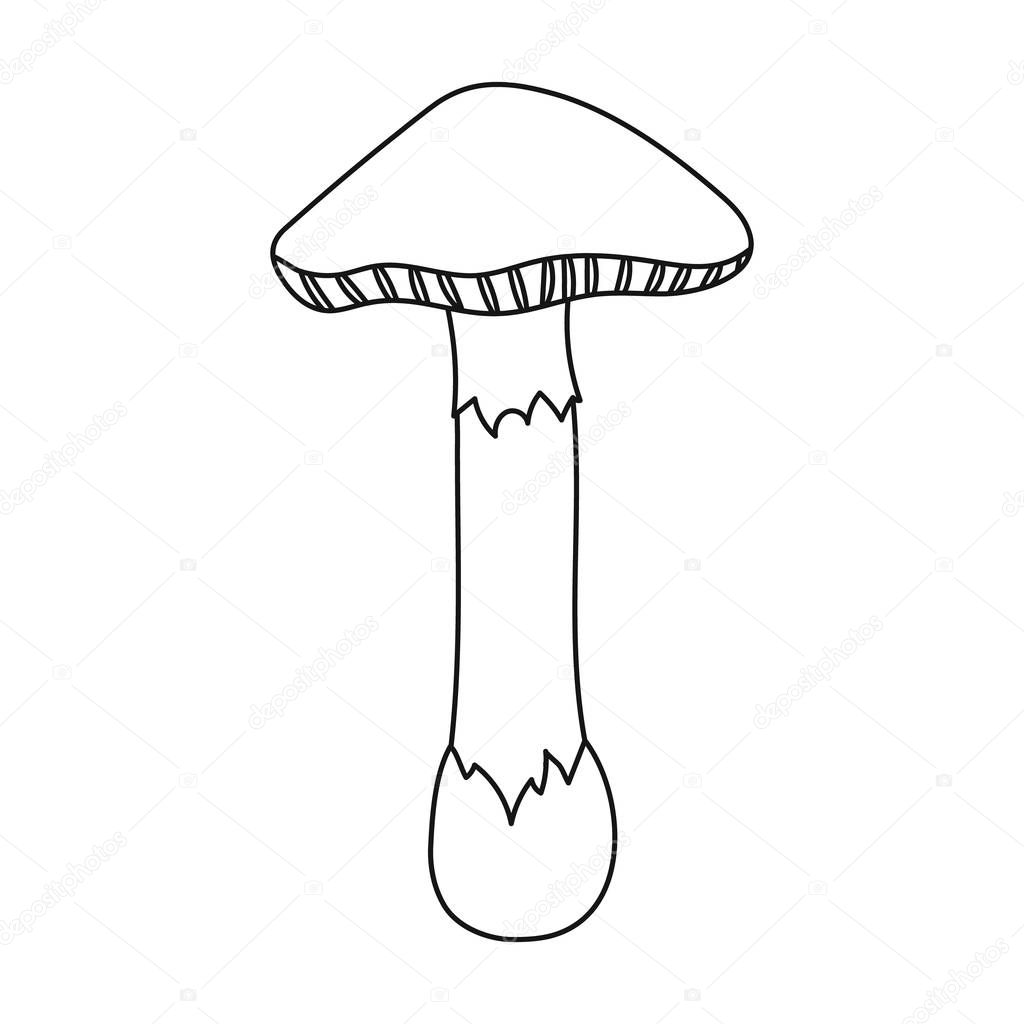 Toadstool icon in outline style isolated on white background. Mushroom ...