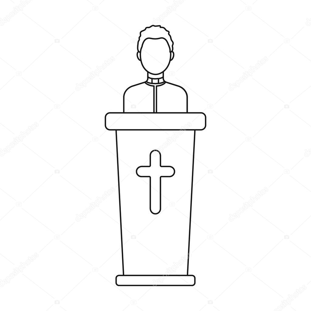 Priest icon in outline style isolated on white background. Religion ...
