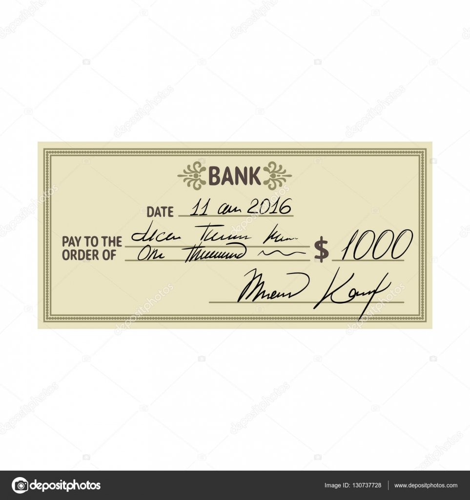 Icono de cheque en estilo de dibujos animados aislado sobre fondo ...