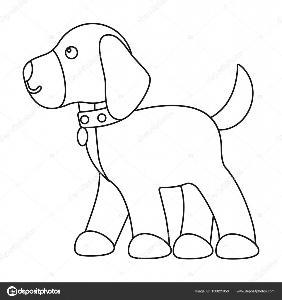 Walking the dog icon in outline style isolated on white background. Dog ...