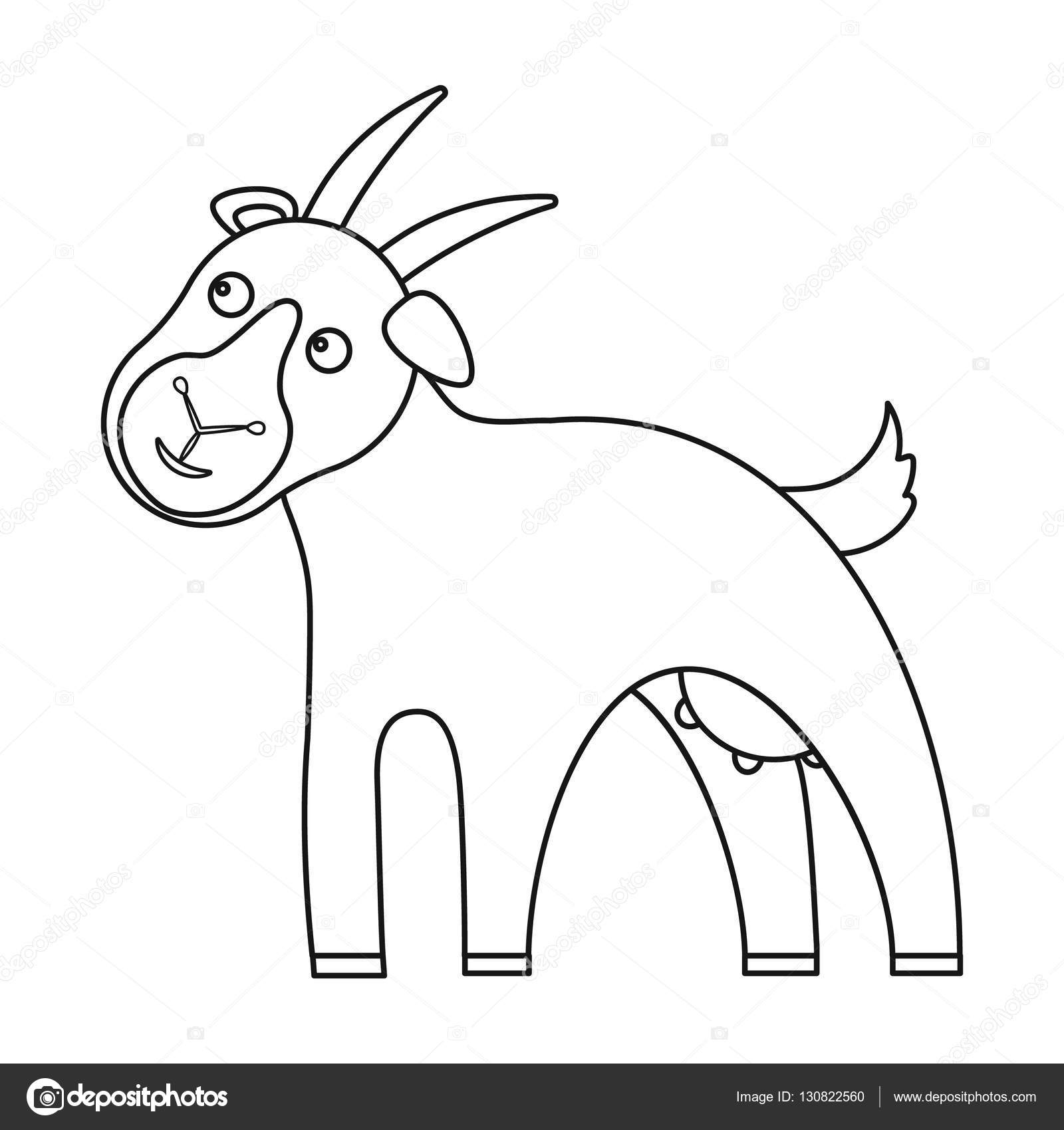Ikon kambing dalam gaya garis besar terisolasi pada latar belakang ...