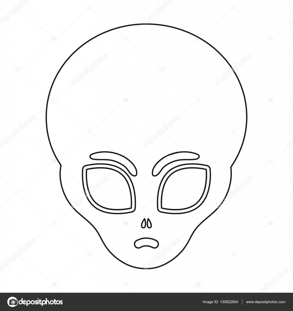 Alien icon in outline style isolated on white background. Space symbol ...