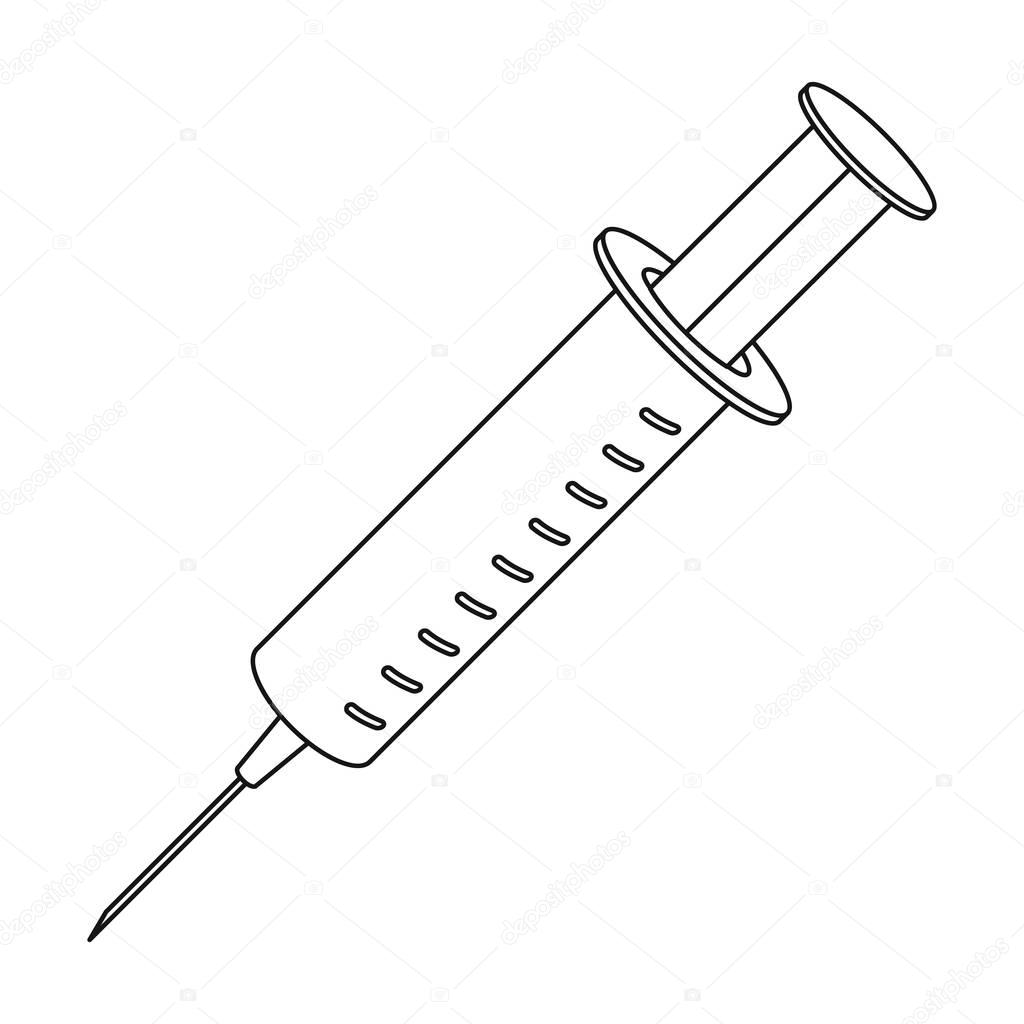 Syringe icon in outline style isolated on white background. Medicine ... Syringe icon in outline style isolated on white background. Medicine ...