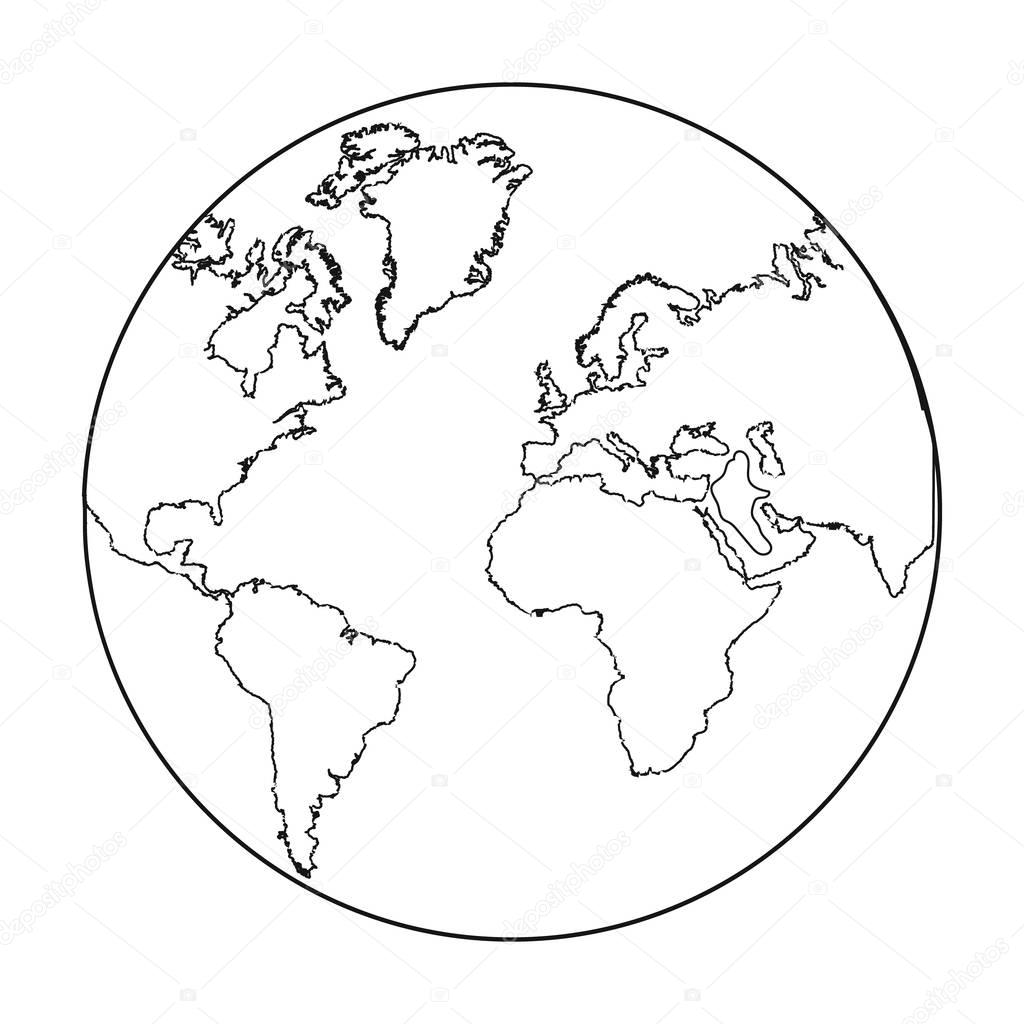 Earth icon in outline style isolated on white background. Space symbol ...