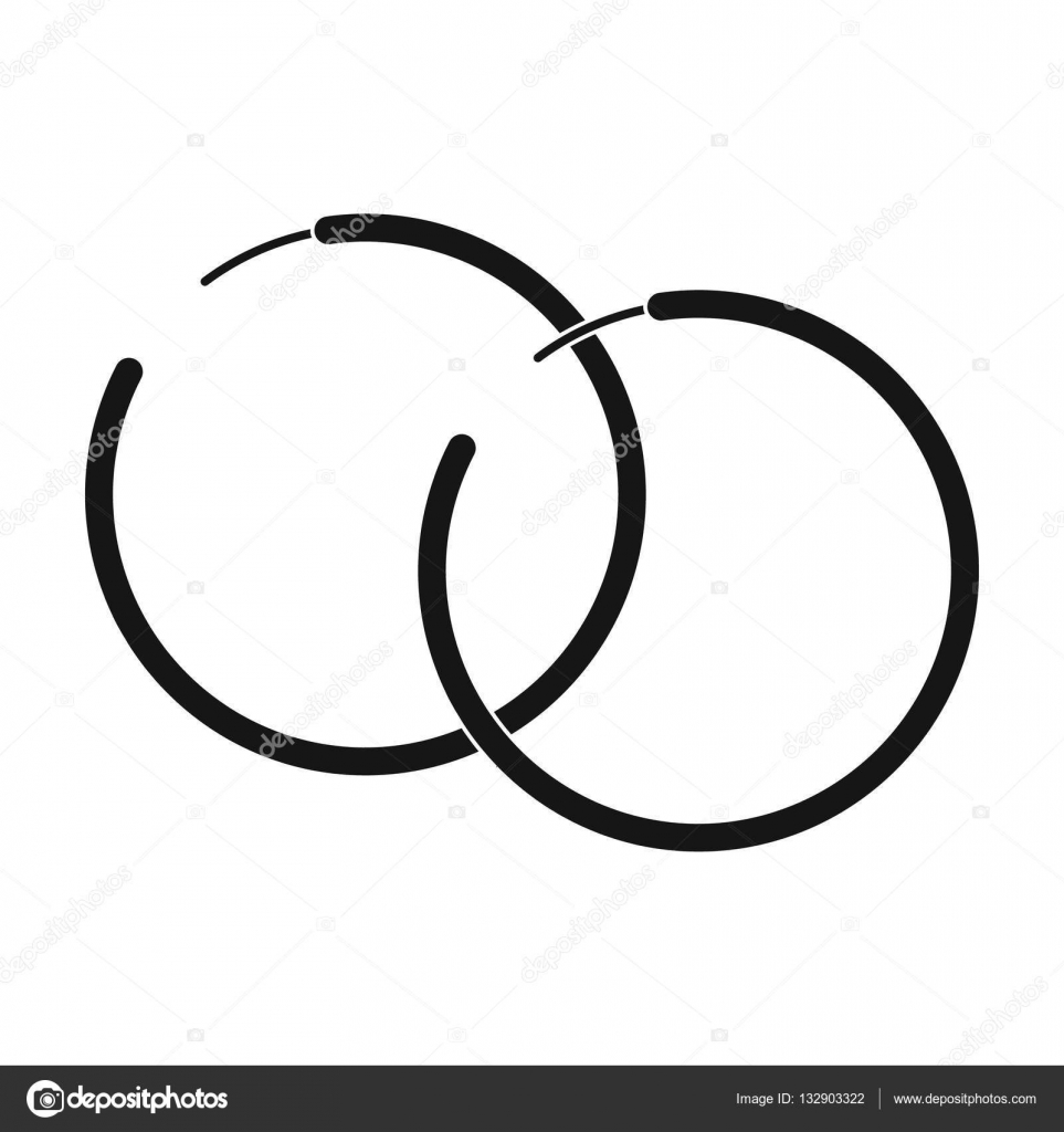 Hoop earrings icon in black style isolated on white background. Jewelry ...
