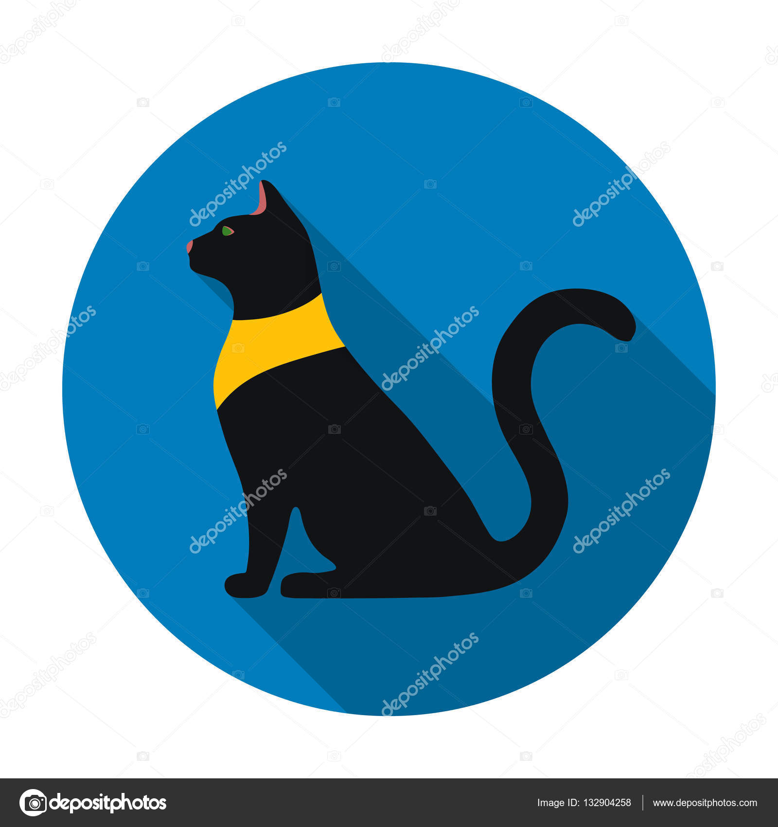 Cat goddess Bastet icon in flat style isolated on white background ...