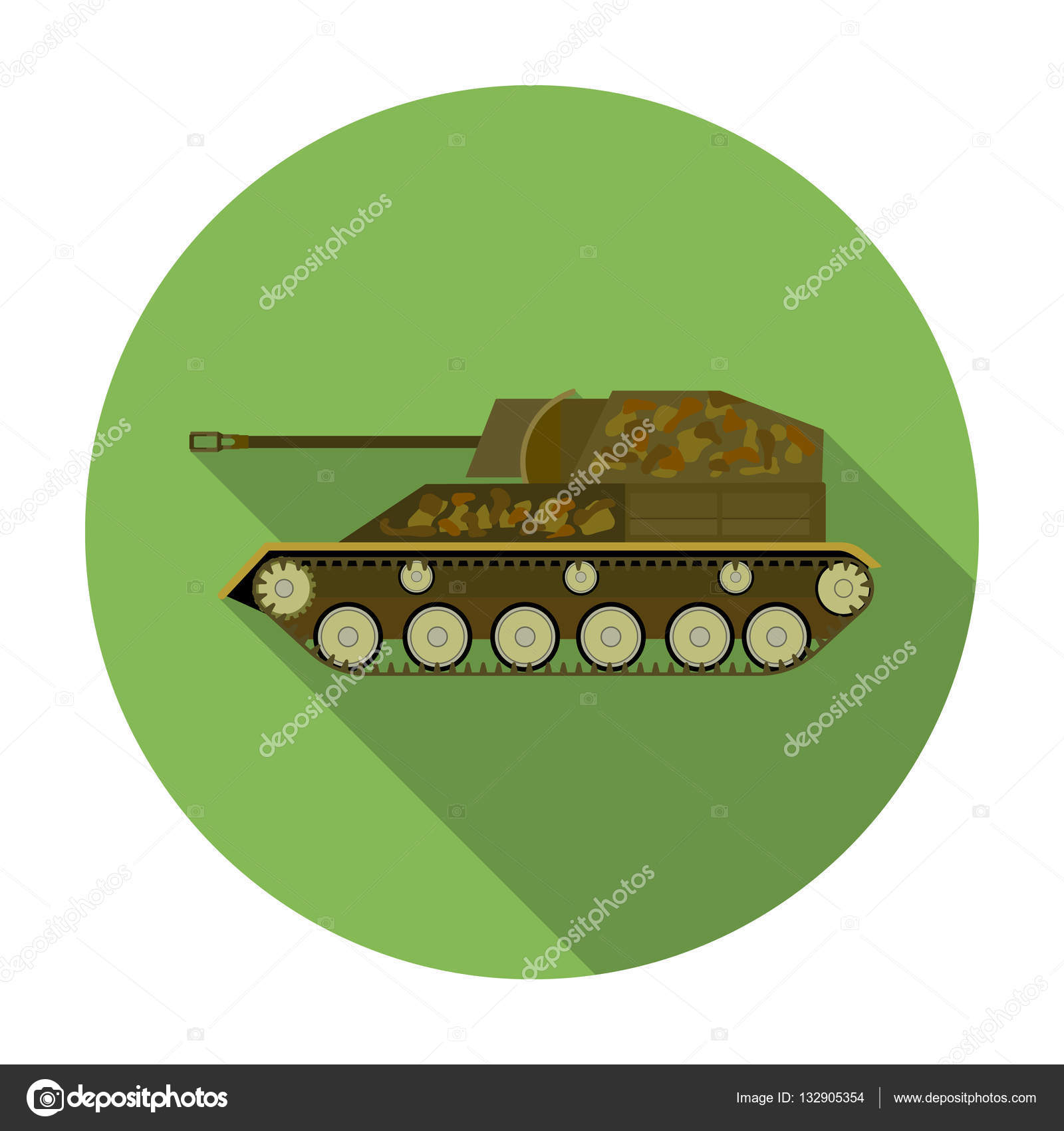 Military tank icon in flat style isolated on white background. Military ...