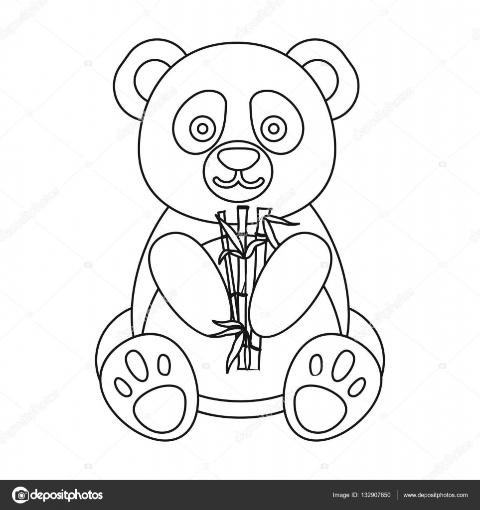 Panda icon in outline style isolated on white background. Japan symbol ...