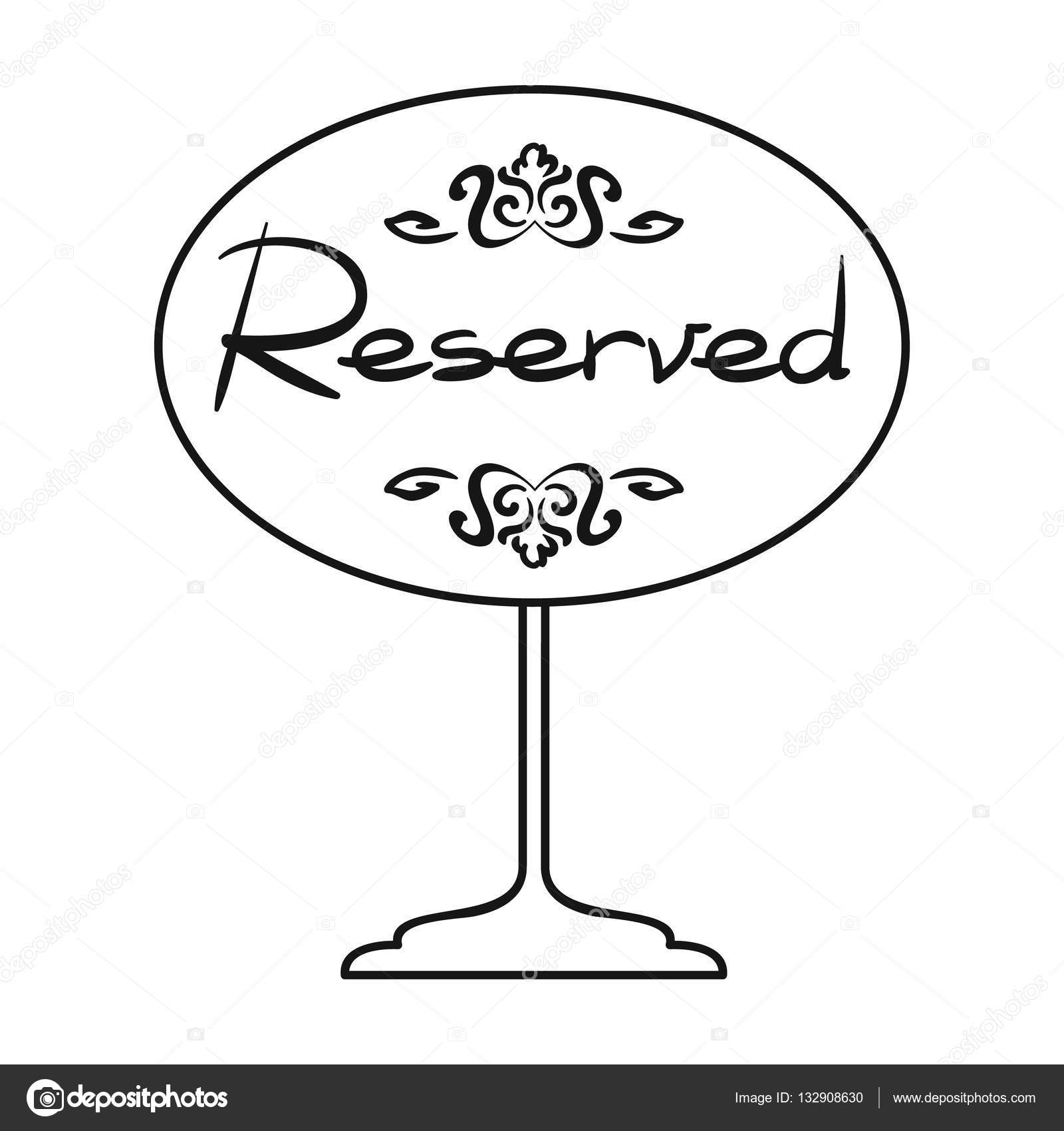 Restaurant golden reserved sign icon in outline style isolated on white ...