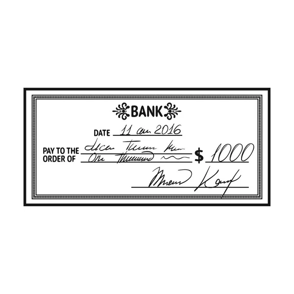 Cheque icon in cartoon style isolated on white background. Money and ...