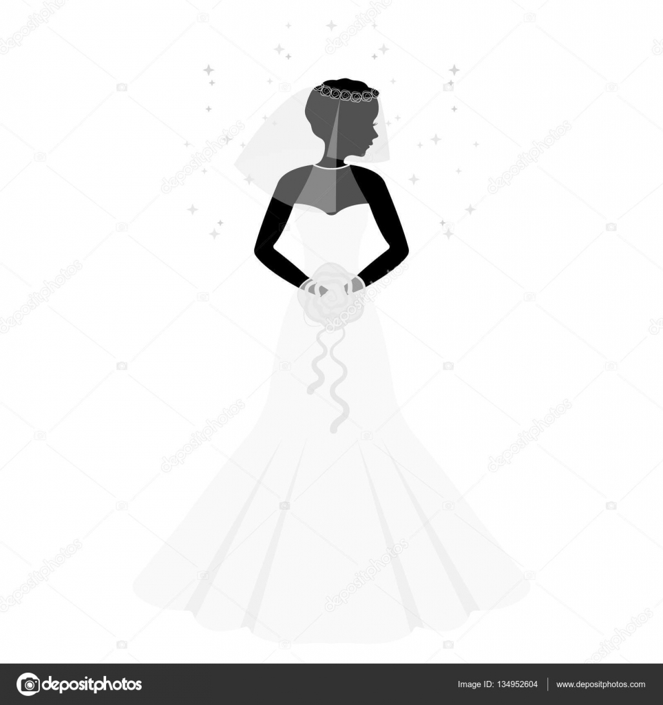 Bride icon in monochrome style isolated on white background. Bride ...