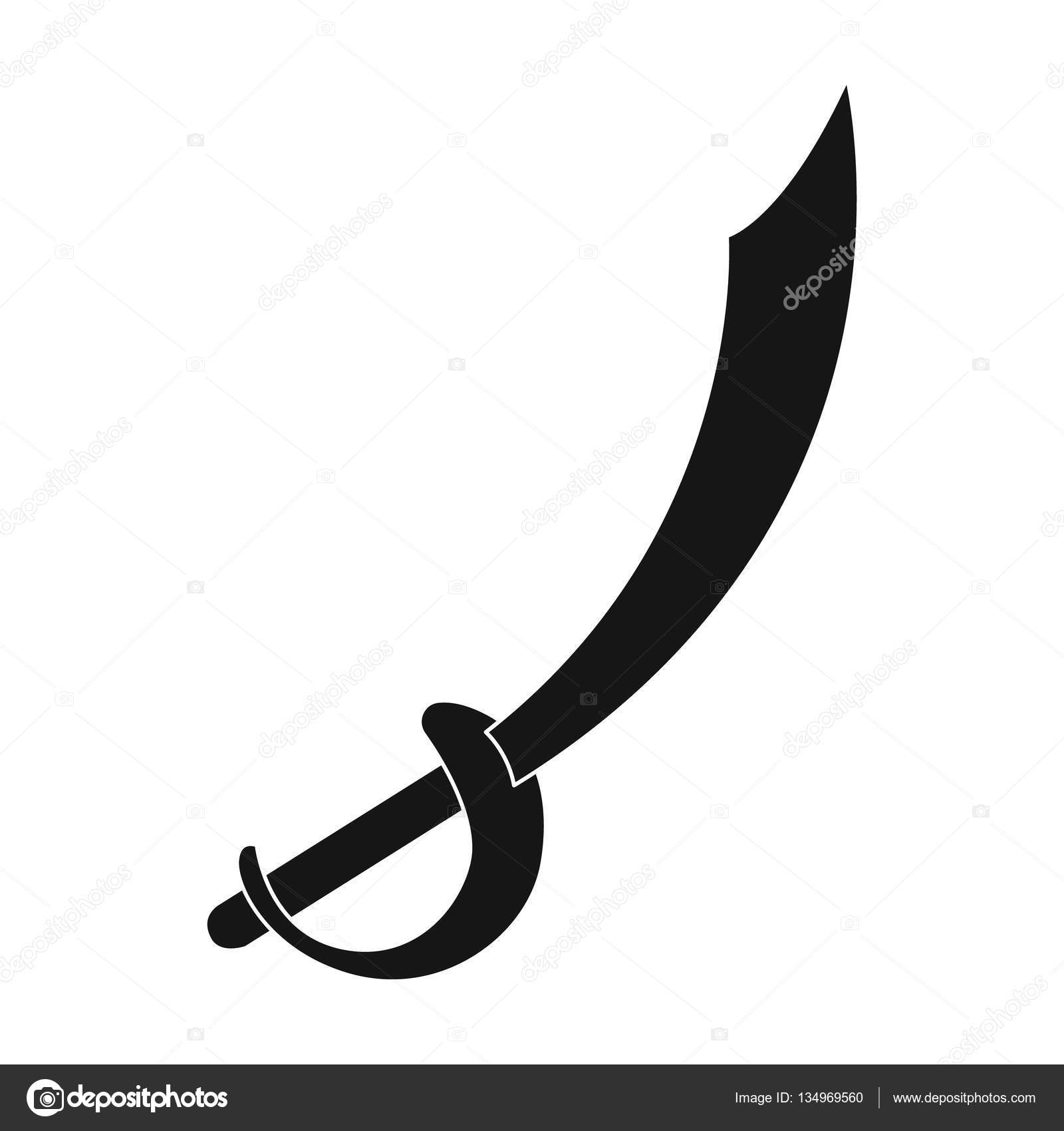 Pirate sabre icon in black style isolated on white background. Pirates ...
