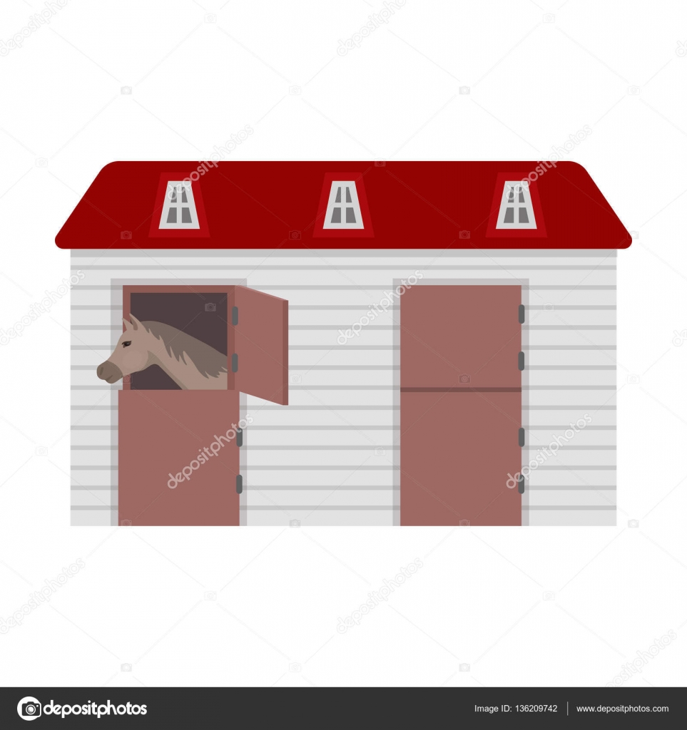 Horse stable icon in cartoon style isolated on white background ...