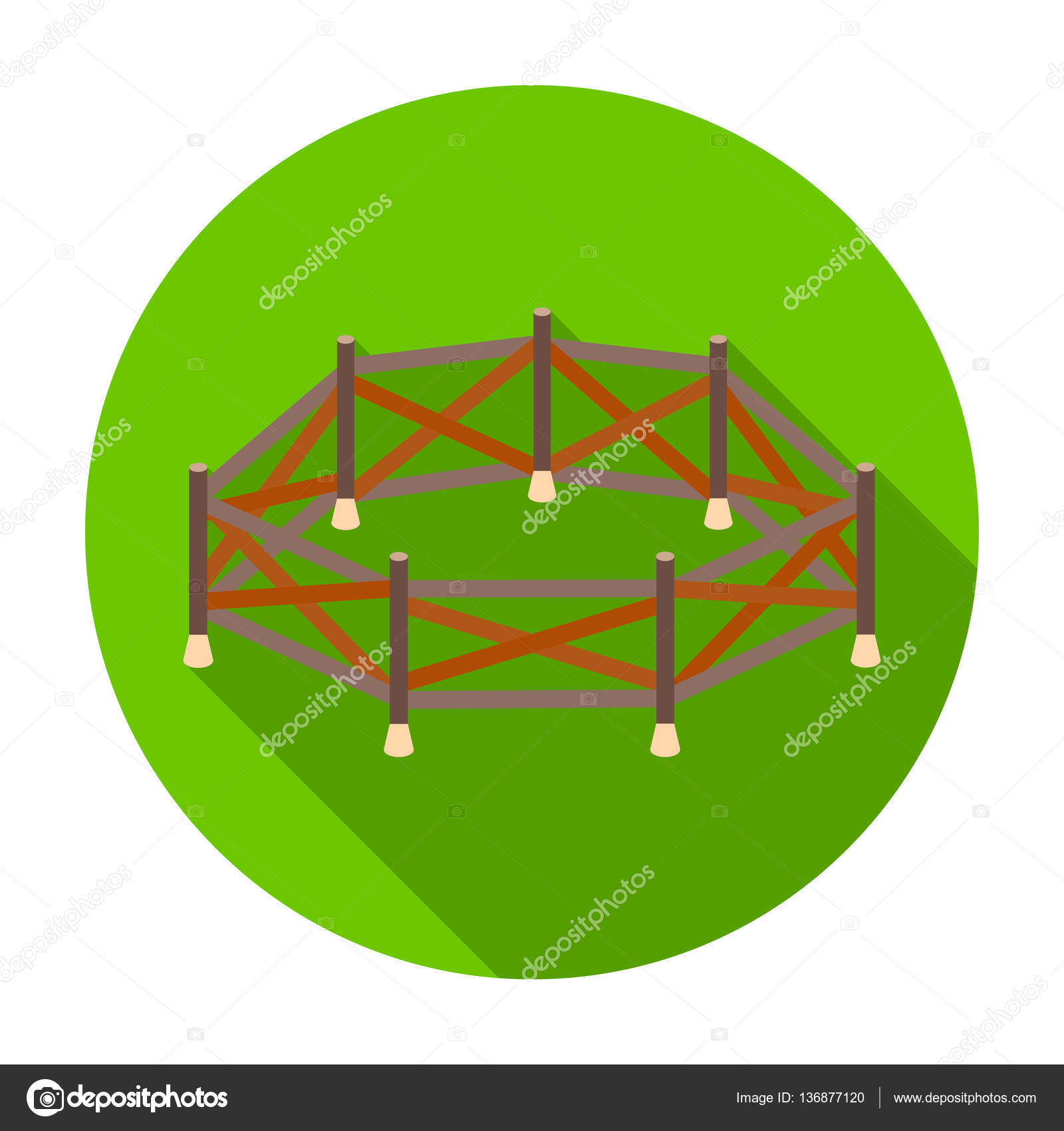 Paddock icon in flat style isolated on white background. Hippodrome and ...