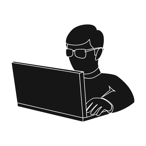 Computer hacker icon in cartoon style isolated on white background. Hackers and hacking symbol ...