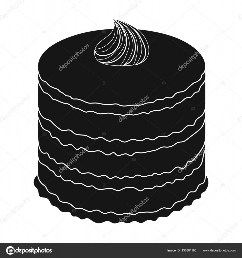Purple cake icon in black style isolated on white background. Cakes ...