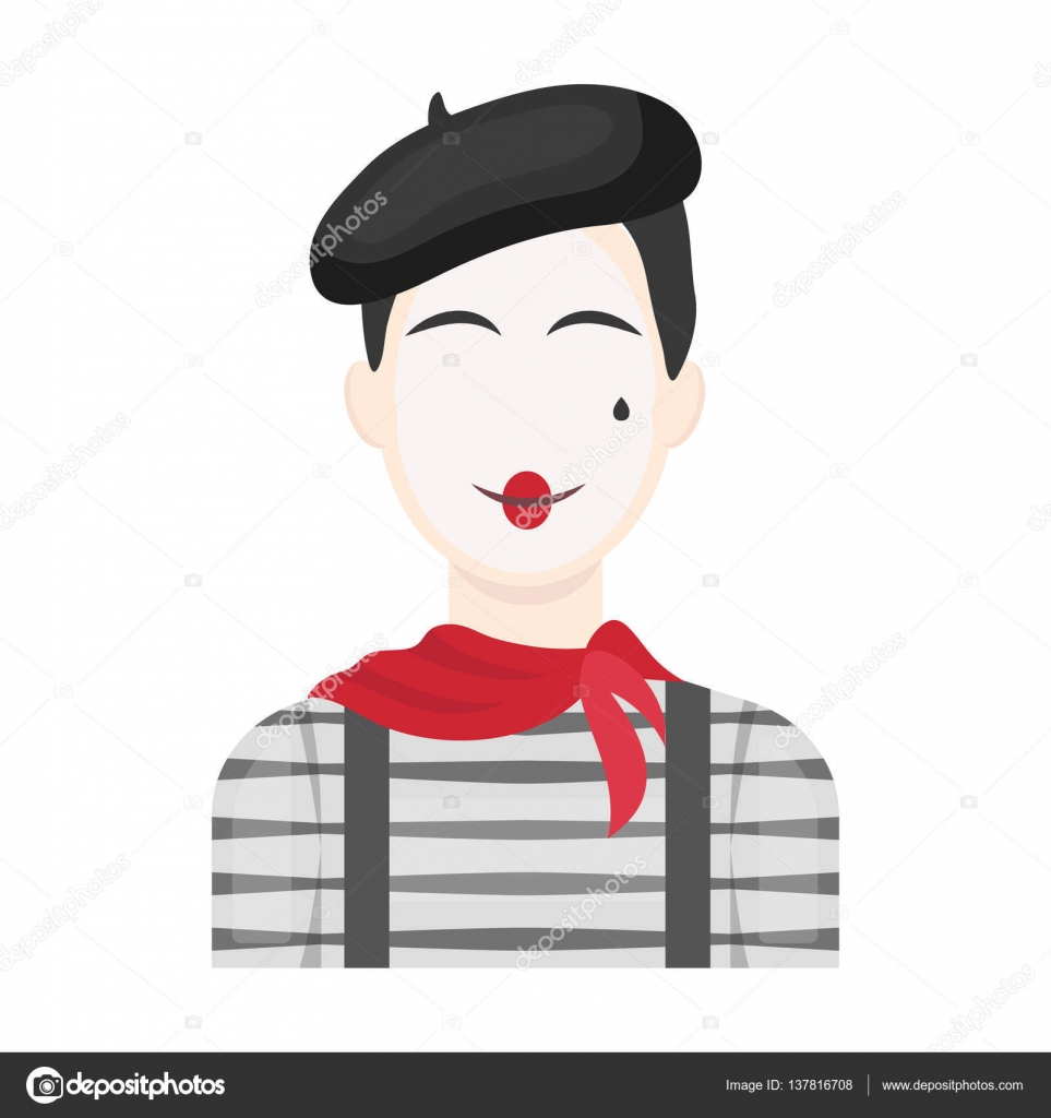 French mime icon in cartoon style isolated on white background. France ...