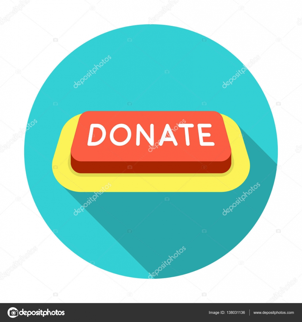 Donate button icon in flat style isolated on white background. Charity ...