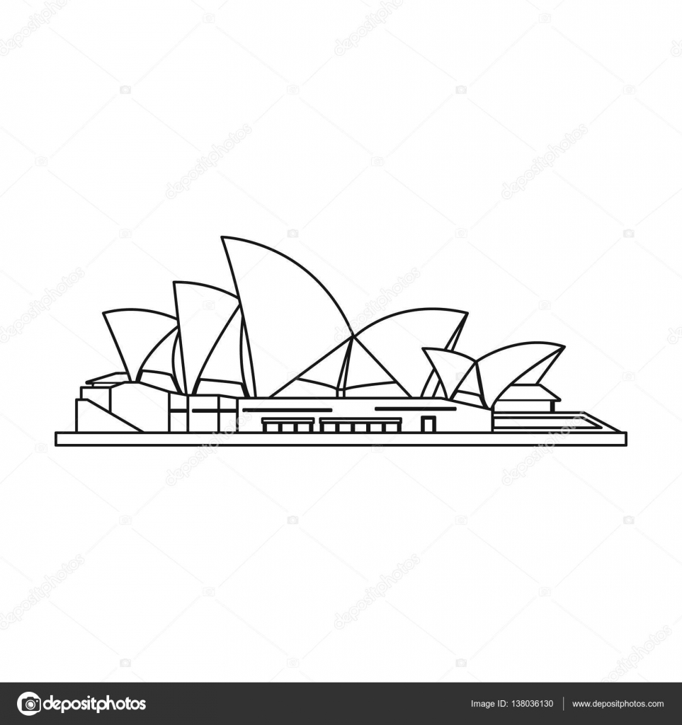 Sydney Opera House icon in outline style isolated on white background ...