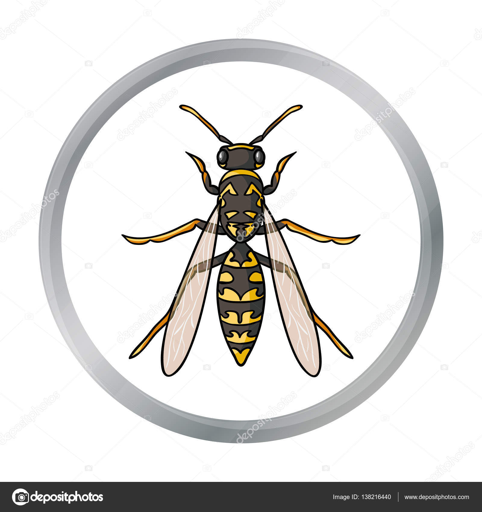Wasp icon in cartoon style isolated on white background. Insects symbol ...