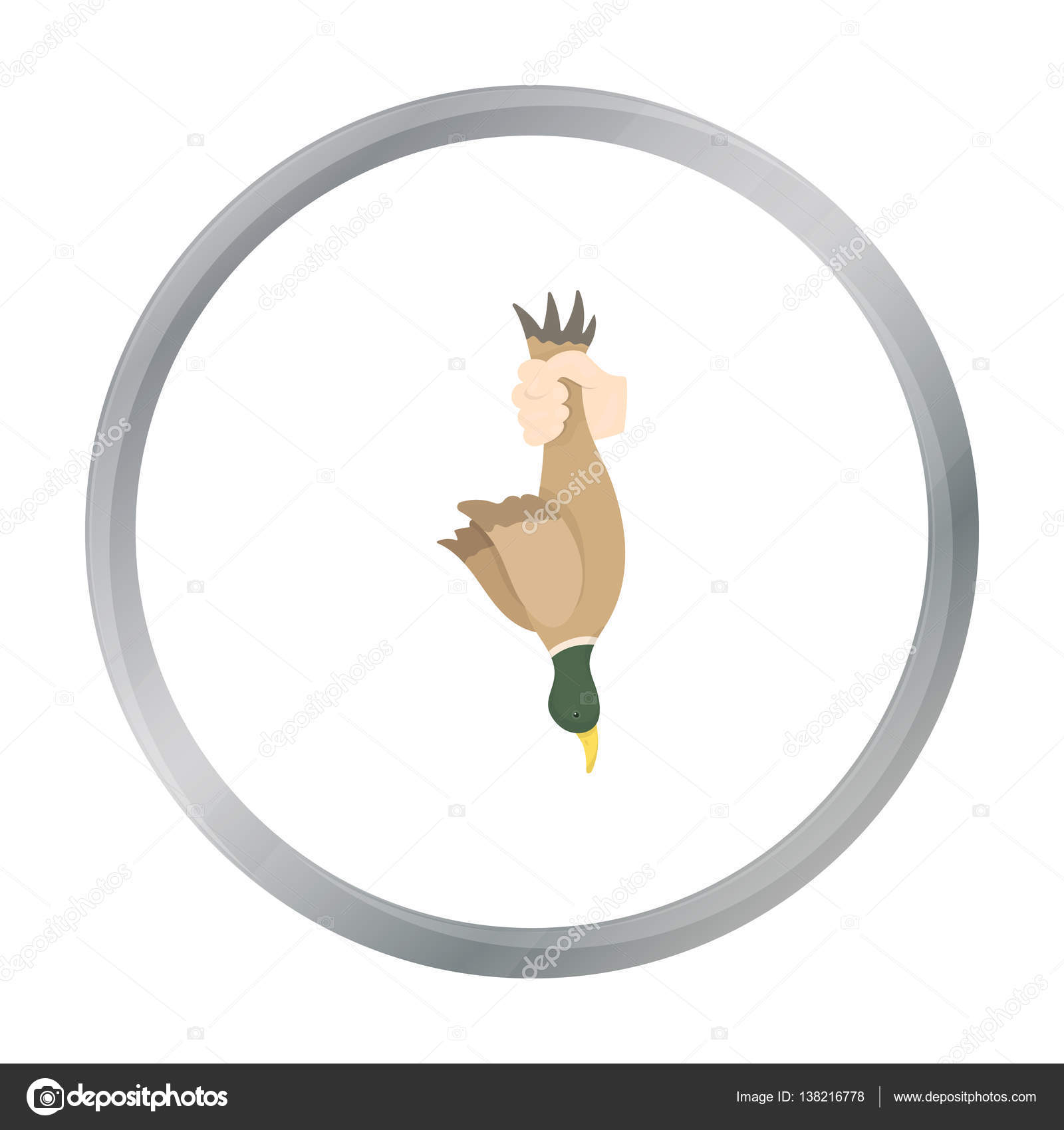 Hunted duck icon in cartoon style isolated on white background. Hunting ...
