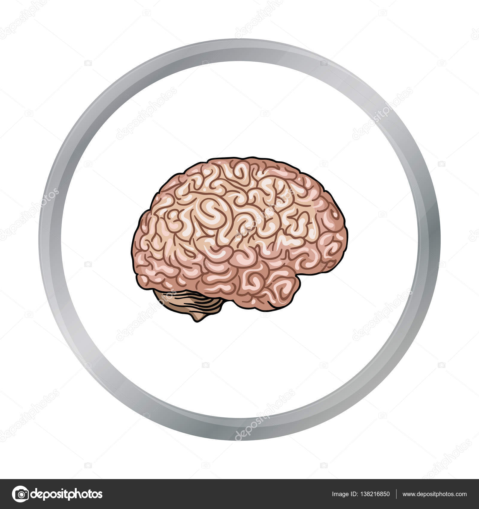Human brain icon in cartoon style isolated on white background. Human ...