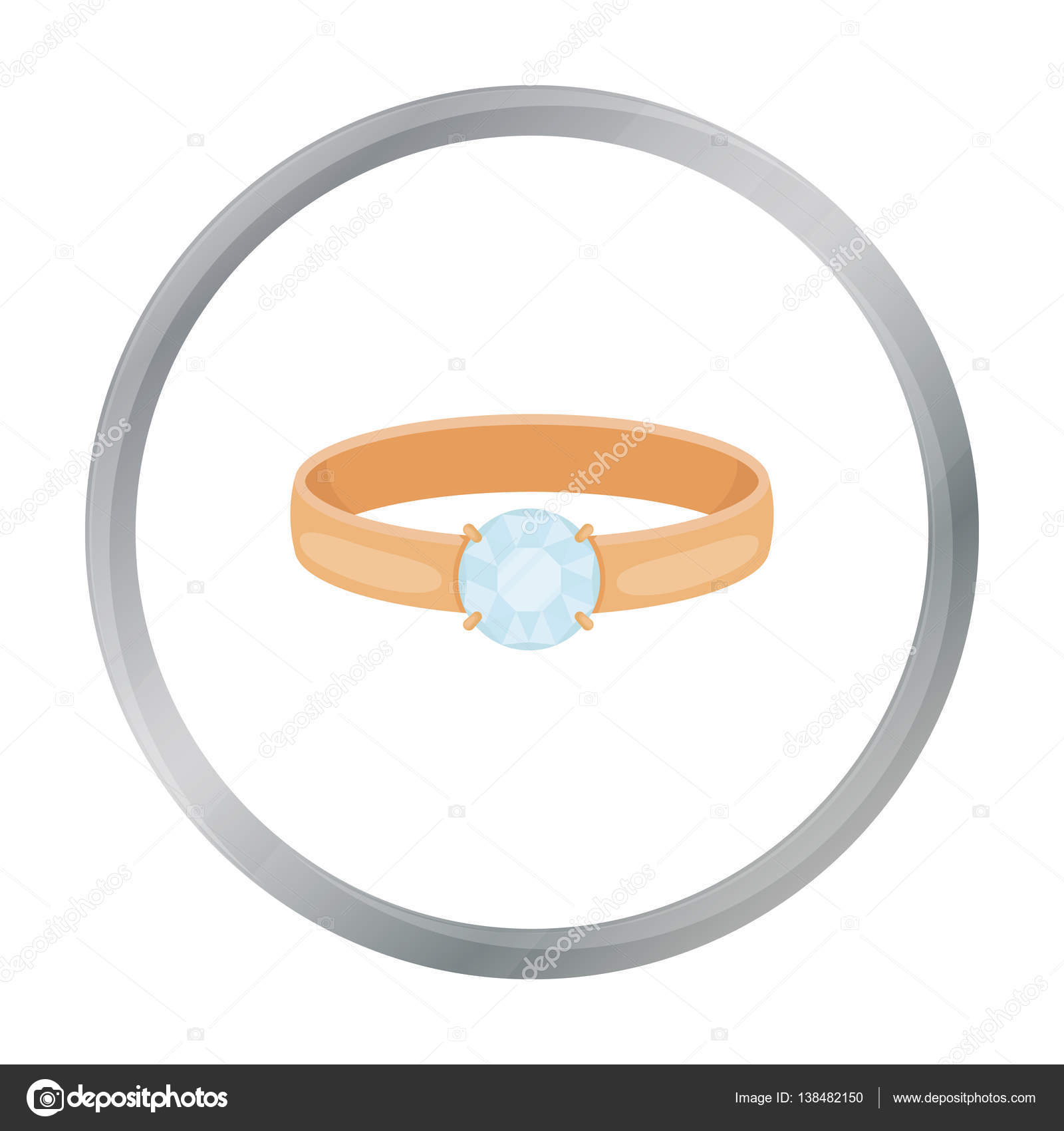 Ring with diamond icon in cartoon style isolated on white background ...