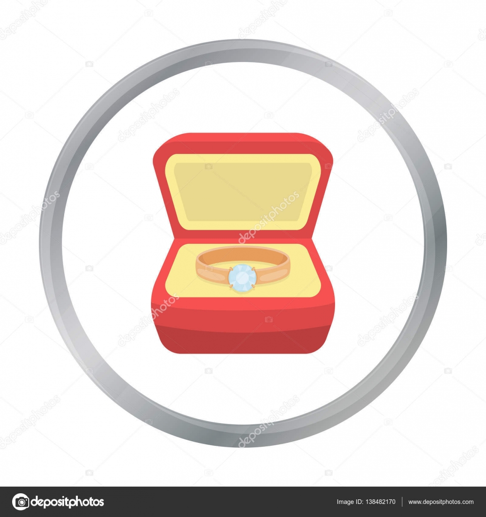Ring in box icon in cartoon style isolated on white background. Jewelry ...