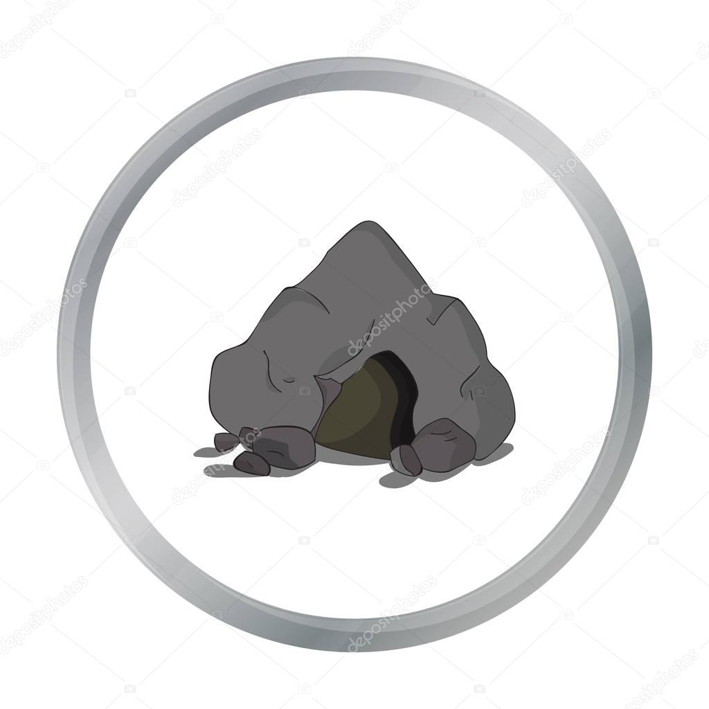 Cave icon in cartoon style isolated on white background. Stone age ...