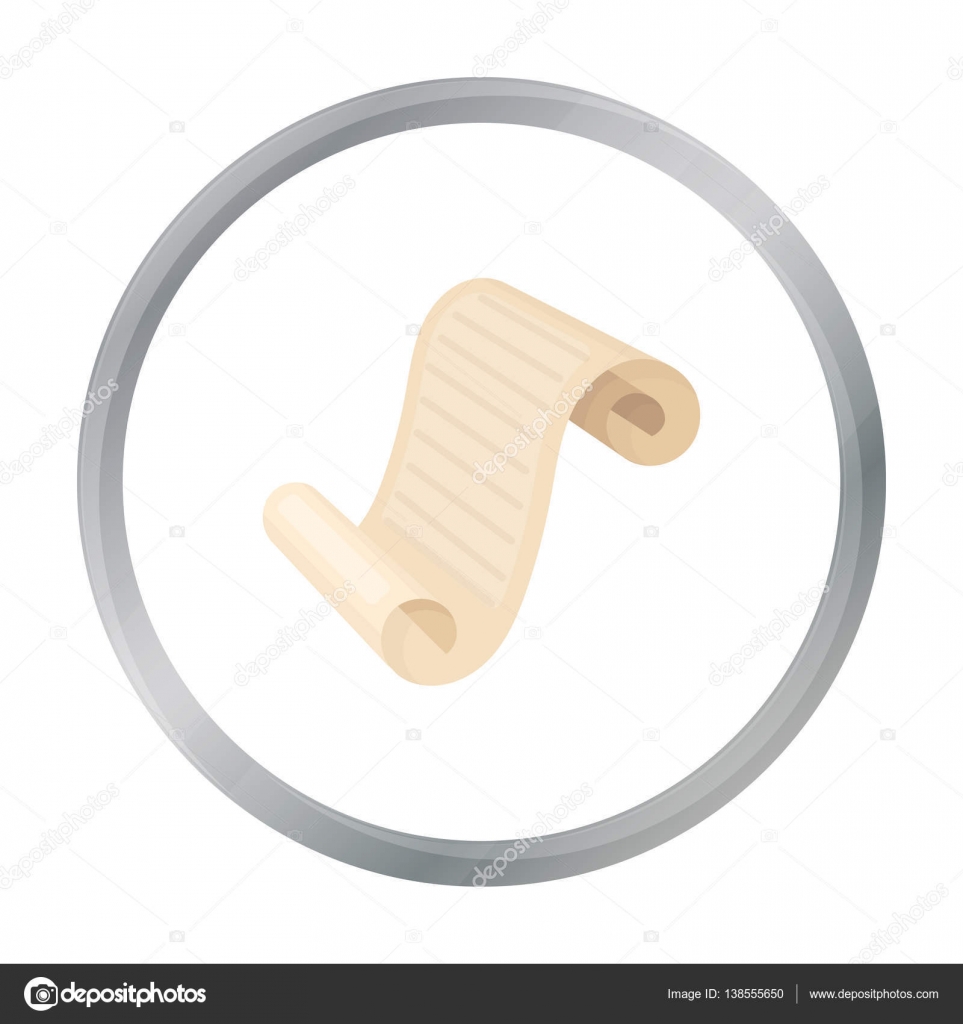 Paper scroll icon in cartoon style isolated on white background ...