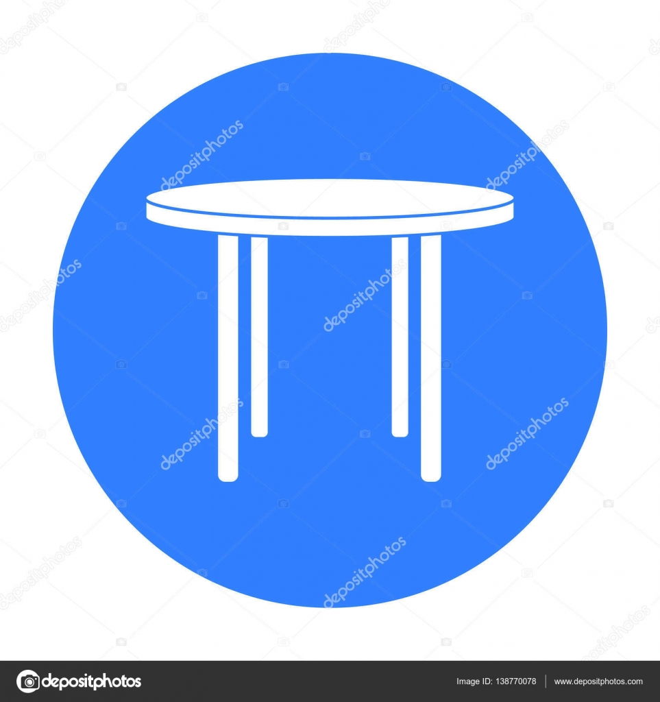 Wooden round table icon in black style isolated on white background ...