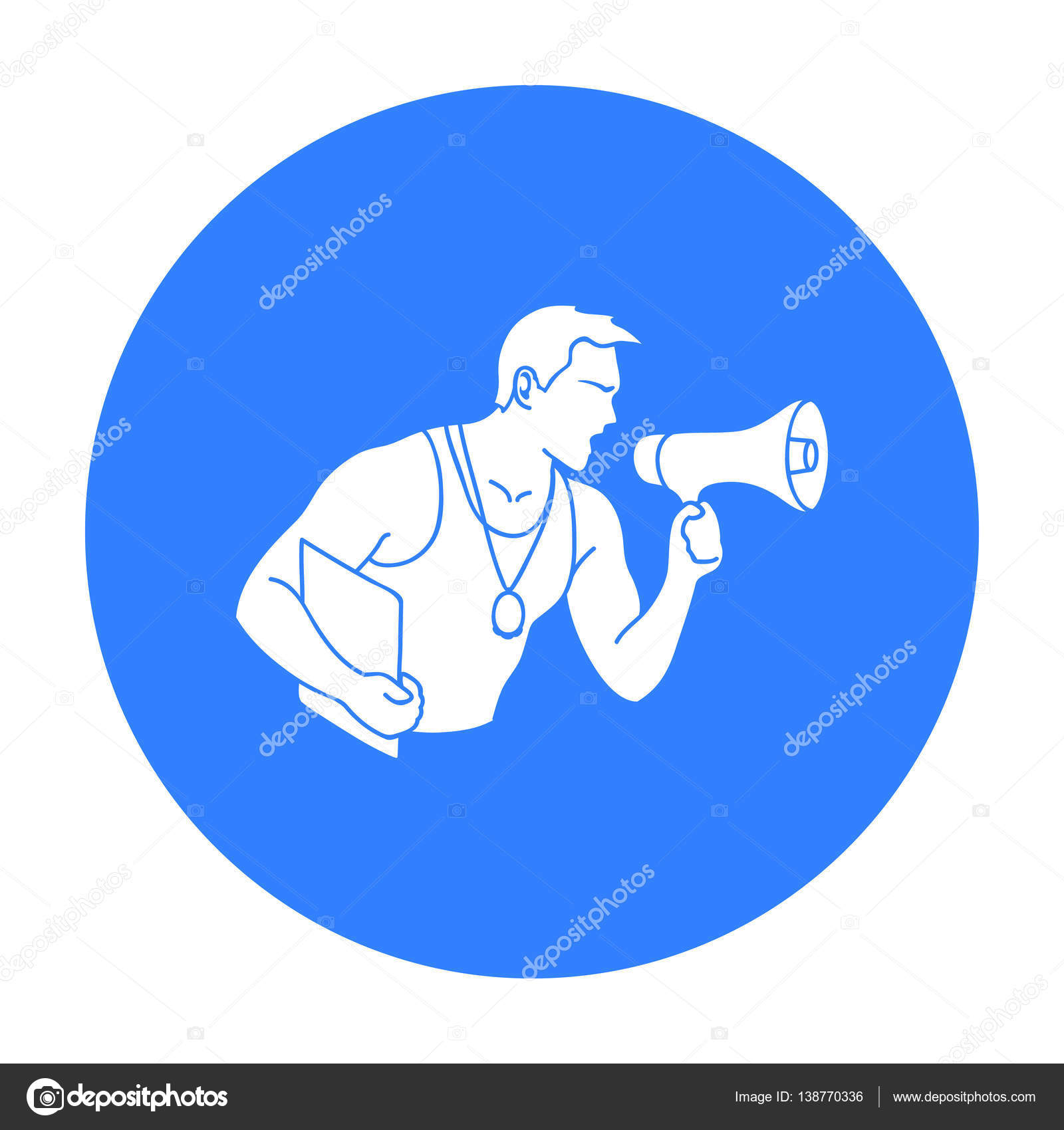 Personal trainer icon in black style isolated on white background ...