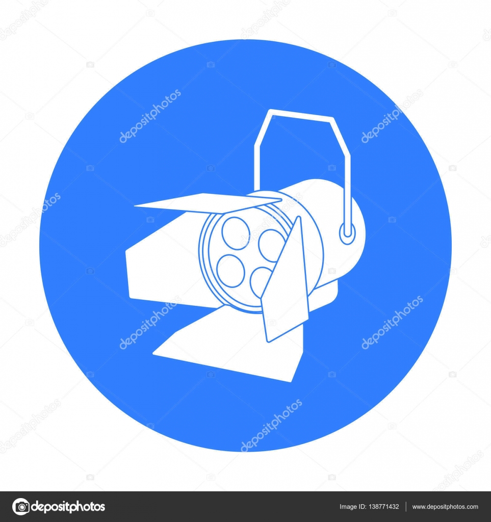 Spotlight icon in black style isolated on white background. Light ...