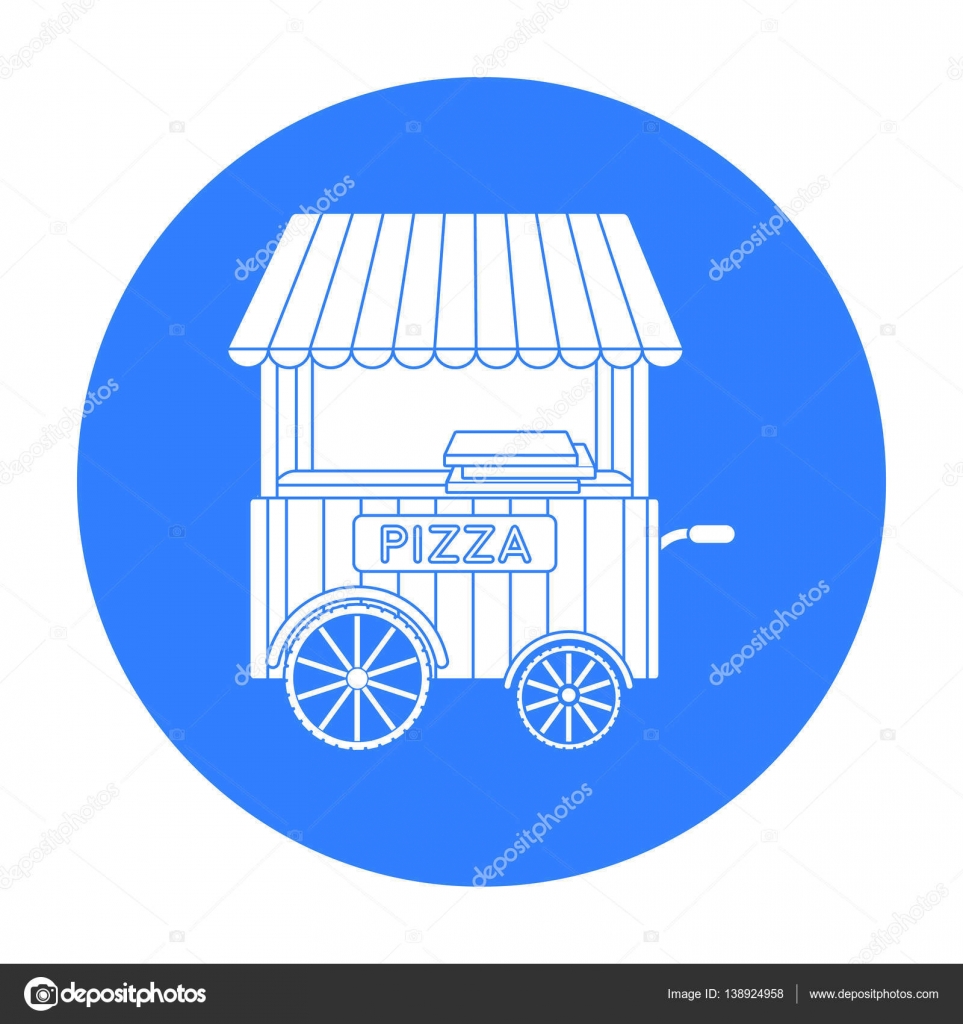 Pizza cart icon in black style isolated on white background. Pizza and ...