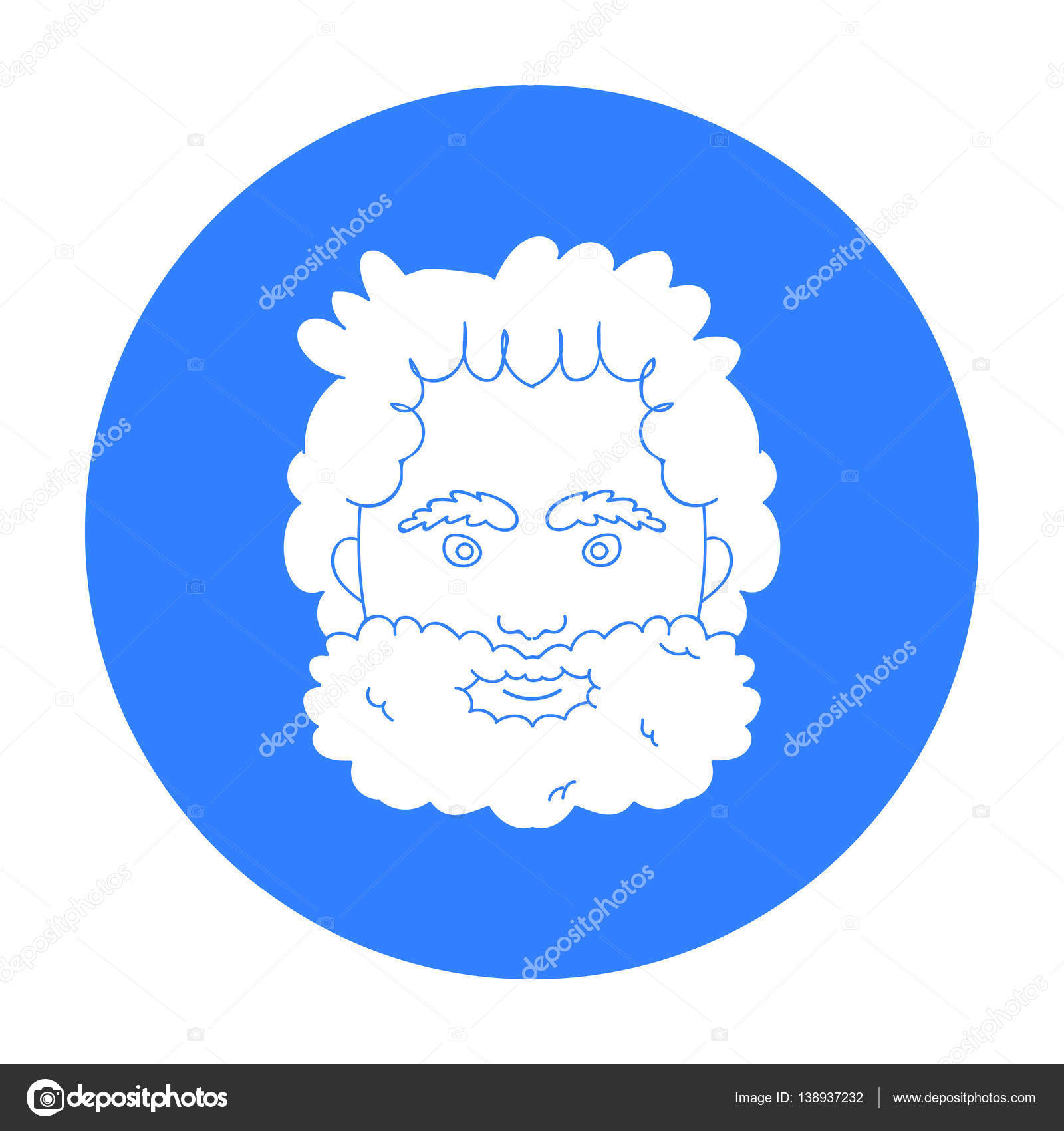 Caveman face icon in black style isolated on white background. Stone ...