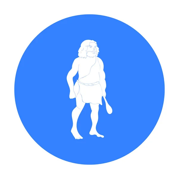Primitive man with truncheon icon in cartoon style isolated on white ...