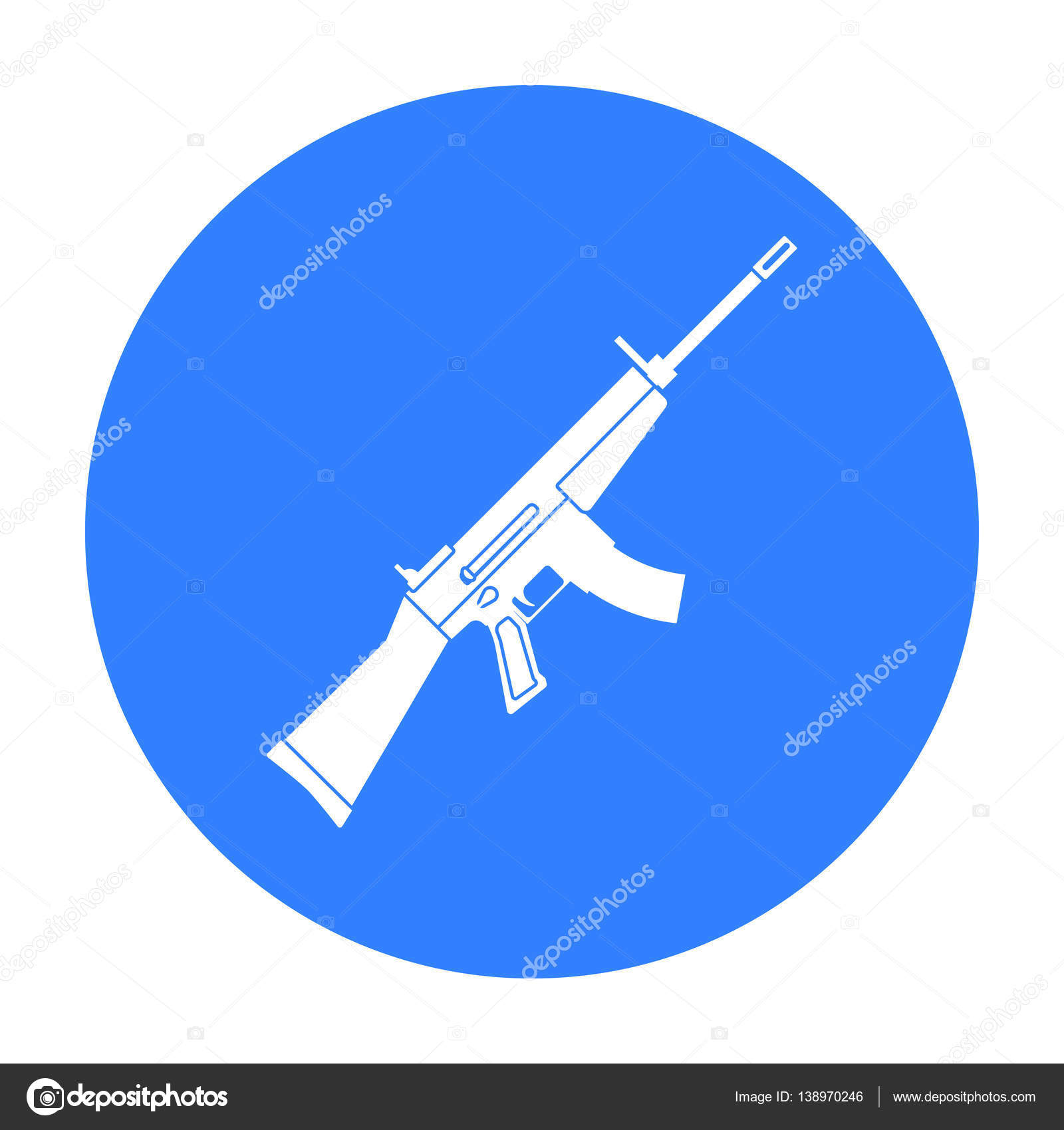 Military assault rifle icon in black style isolated on white background ...