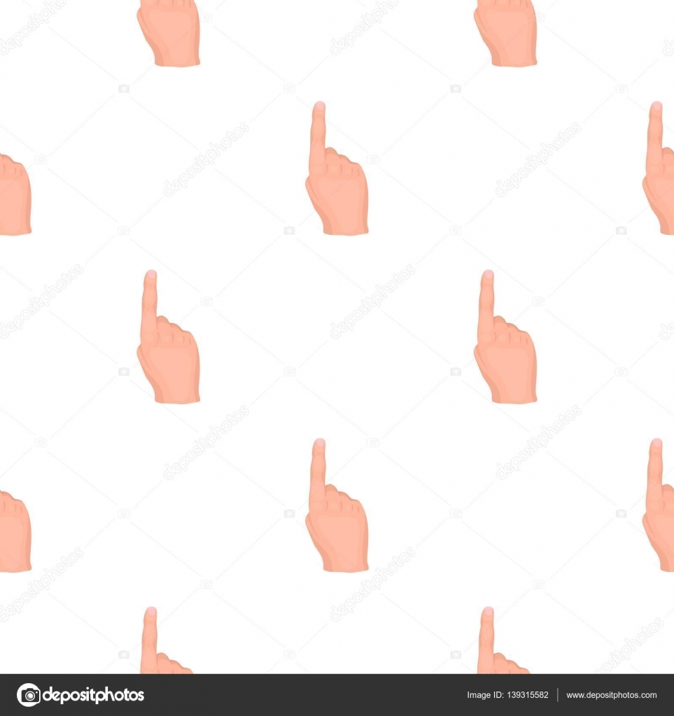 Raised index finger icon in cartoon style isolated on white background ...