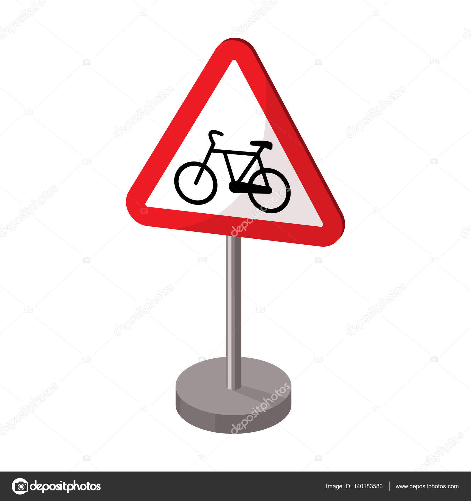 Warning road sign icon in cartoon style isolated on white background ...