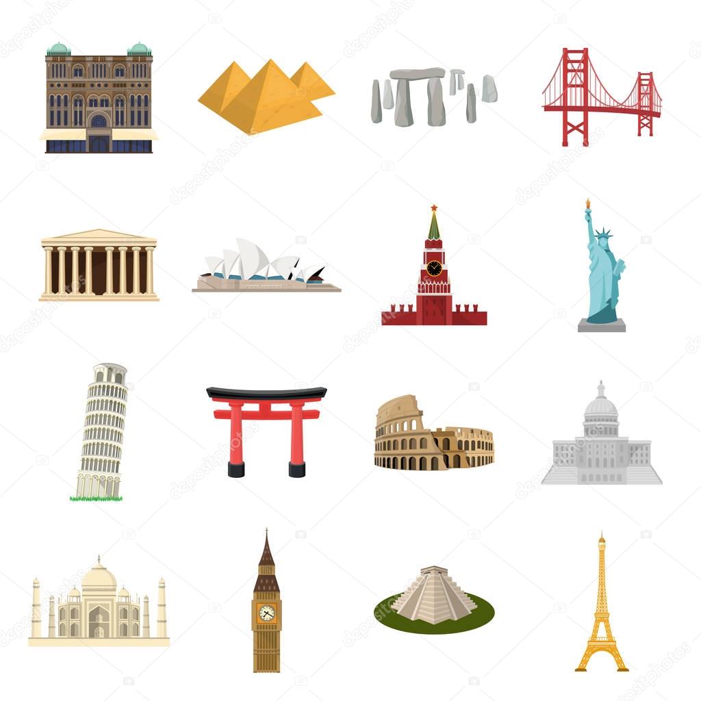 Los países establecen iconos en estilo de dibujos animados. Gran ...