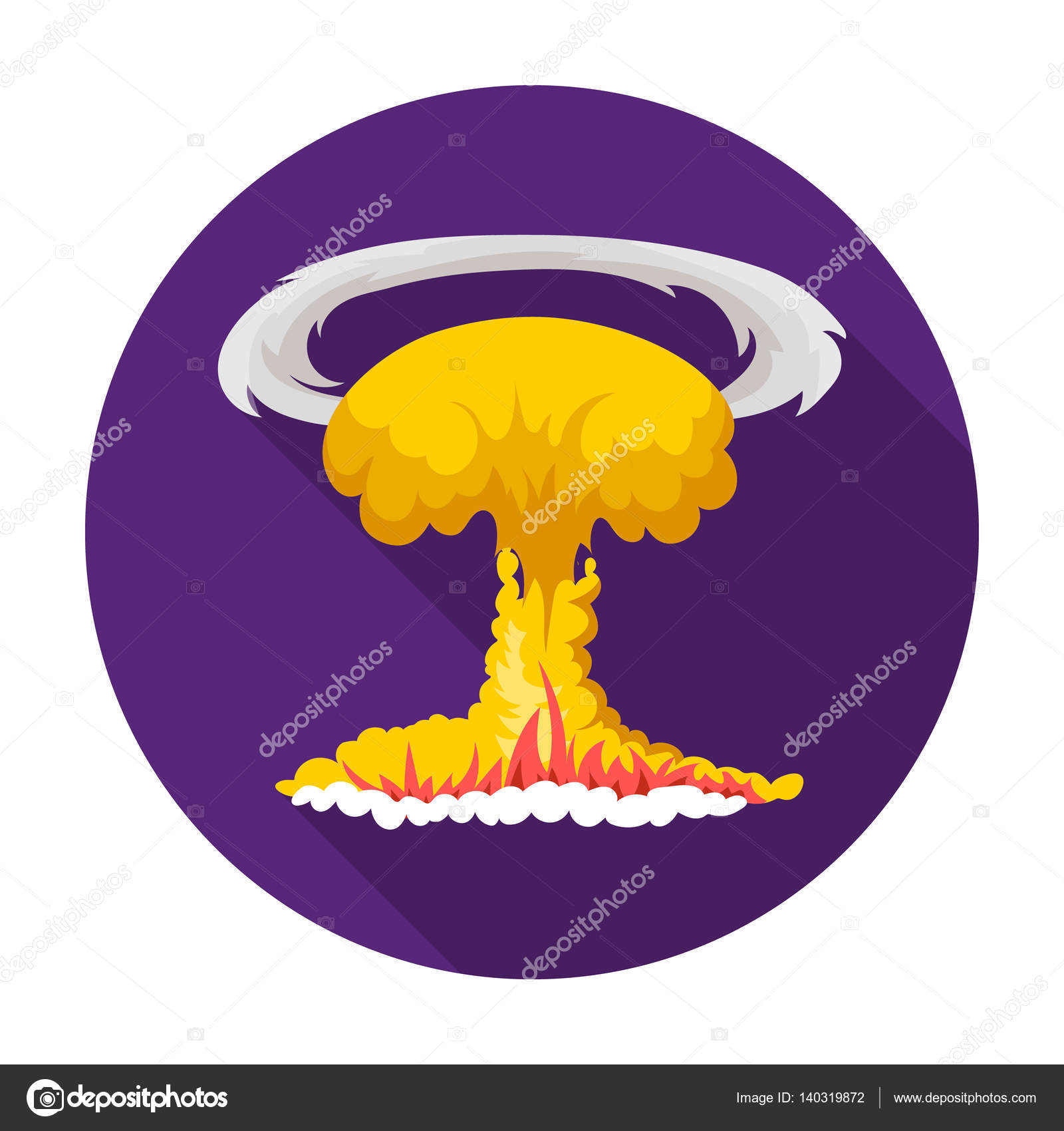 Nuclear explosion icon in flat style isolated on white background ...