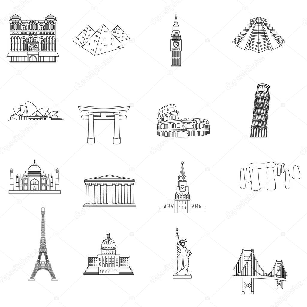 Los países establecen iconos en estilo de esquema. Gran colección de ...