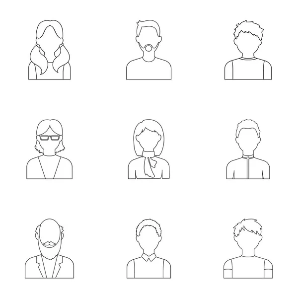 Avatar set icons in outline style. Big collection of avatar vector ...