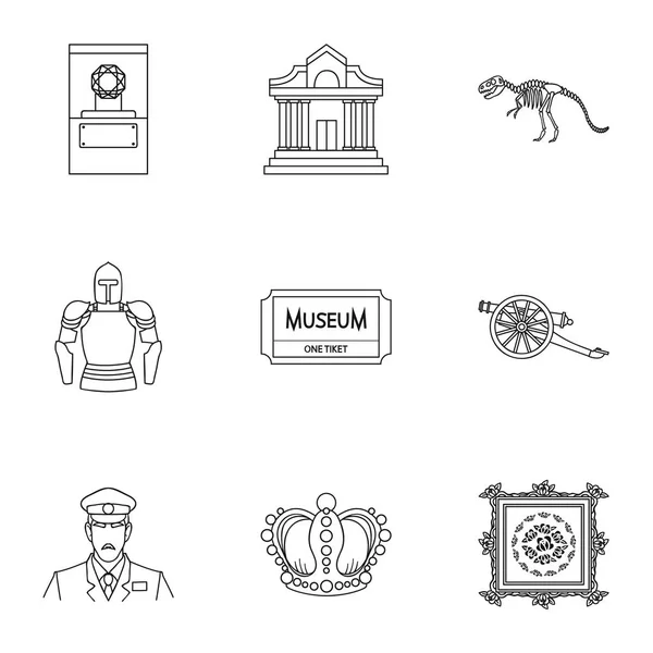 Museum and gallery outline icons in set collection for design. Storage ...