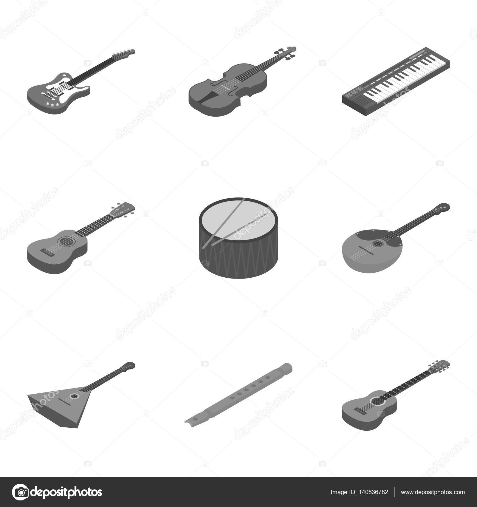 Musical instruments set icons in monochrome style. Big collection of ... Musical instruments set icons in monochrome style. Big collection of ...