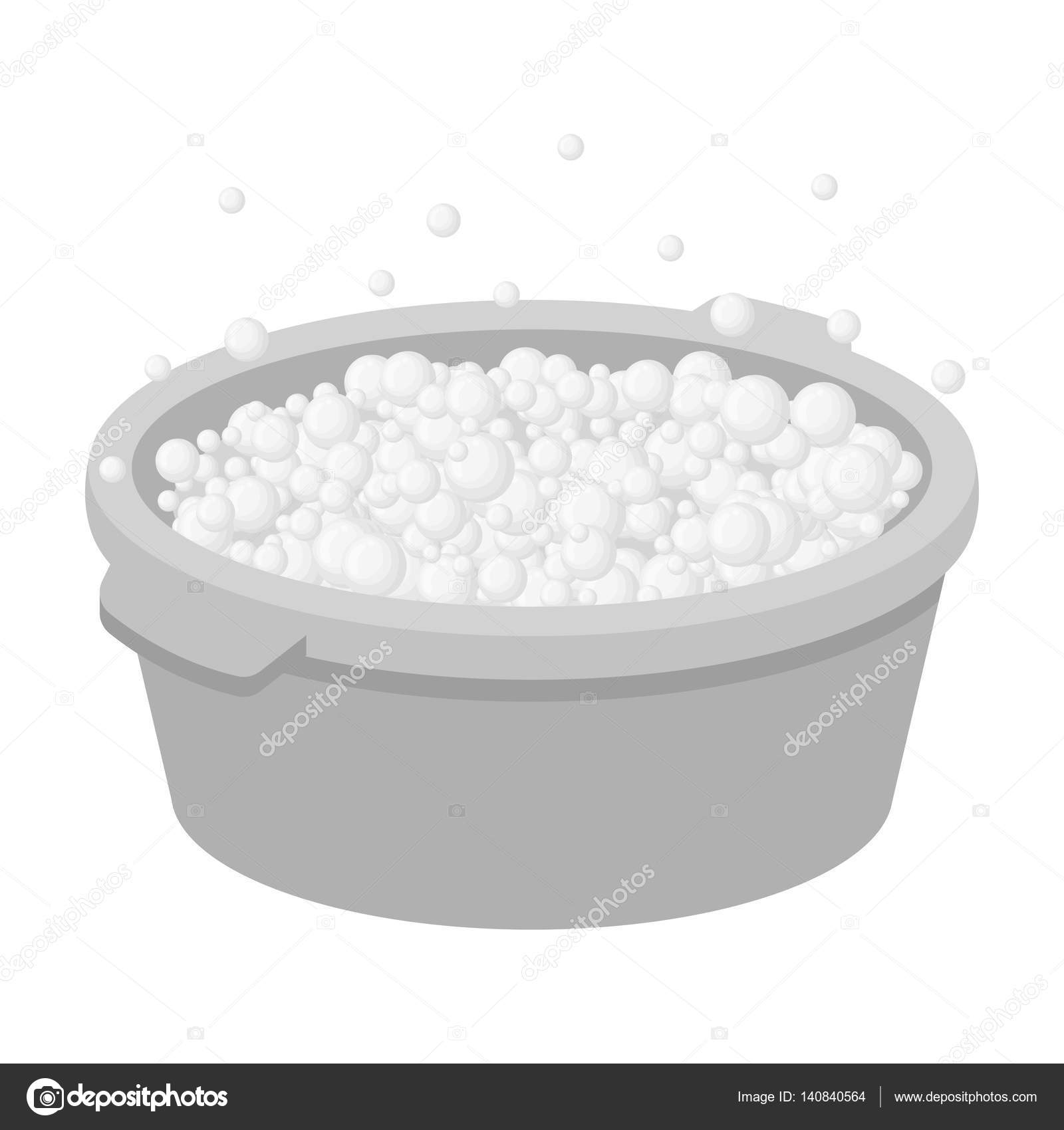 Basin with soap suds and water icon in monochrome style isolated on ...